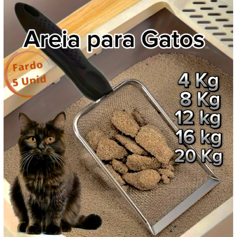 Areia Sanitária higiênico gato kit fardo 4kg 8kg 12kg 16kg 20kg grãos fino sem odor forma torrão ...