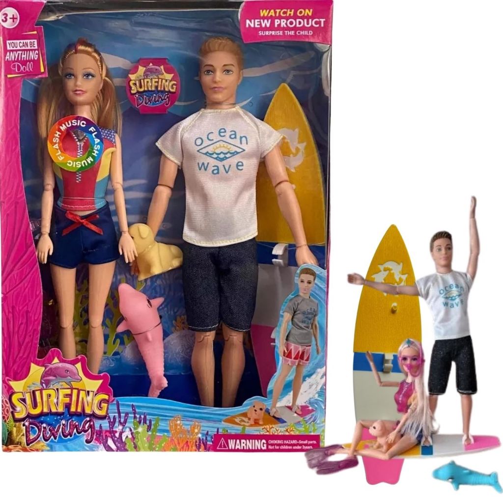 Brinquedo Boneca Tipo Barbie Ken Surfista Articulada Com Roupinha ...