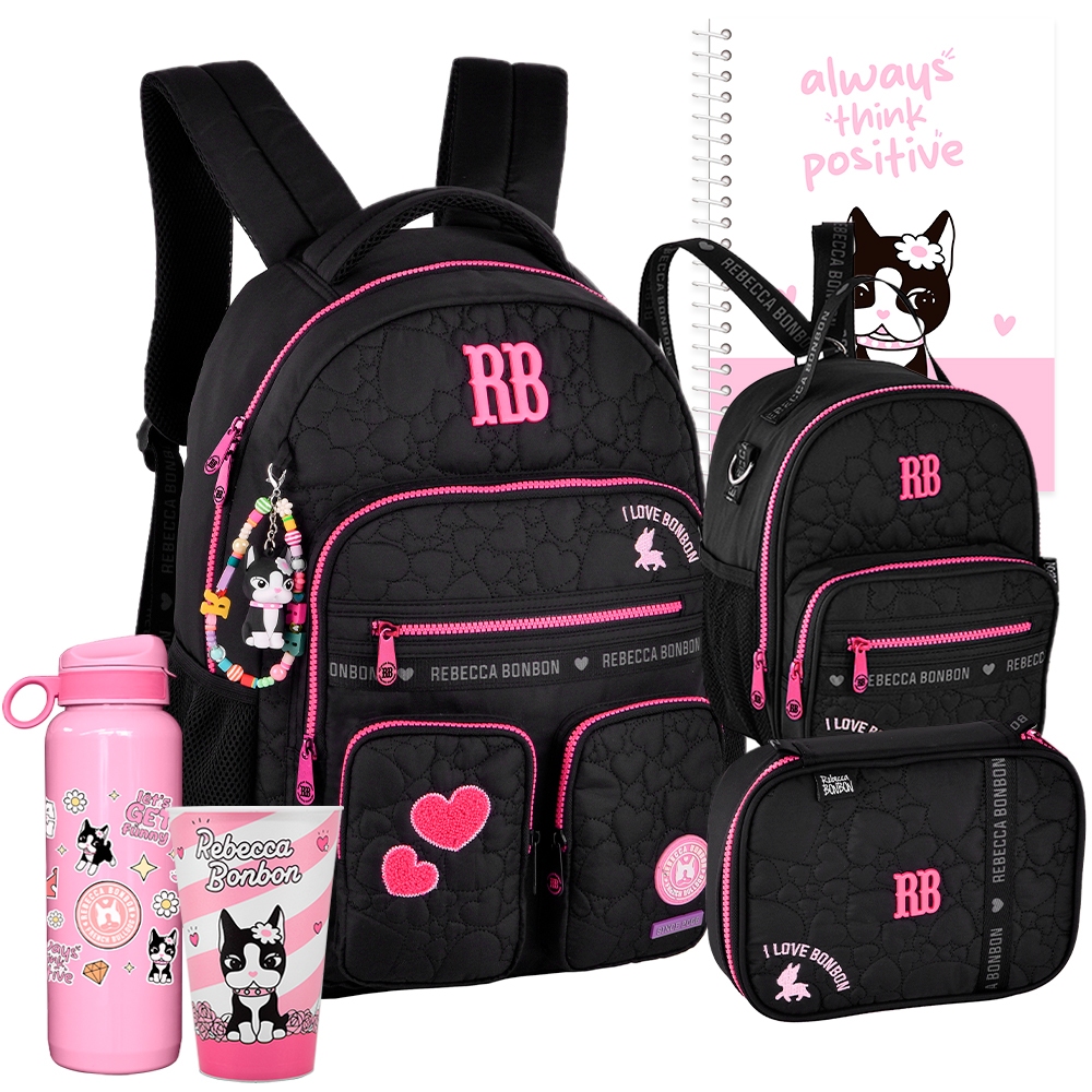 Kit Soft Rebecca Bonbon Completo Mochila Estojo E Lancheira Com Garrafa ...