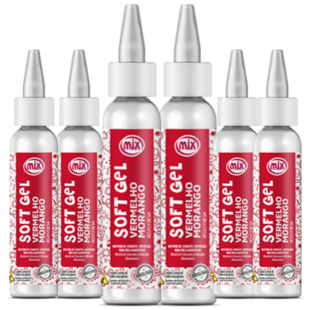 Kit 6 Corante Alimentício Soft Gel Vermelho Morango 25g - Mix | Shopee ...