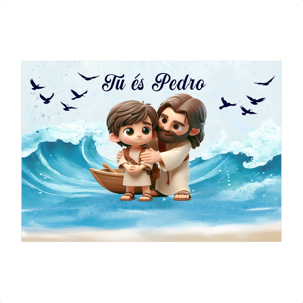 Painel Retangular em Tecido Sublimado Horizontal Tu és Pedro Jesus Religioso SRT-629 2,0x1,50m ...