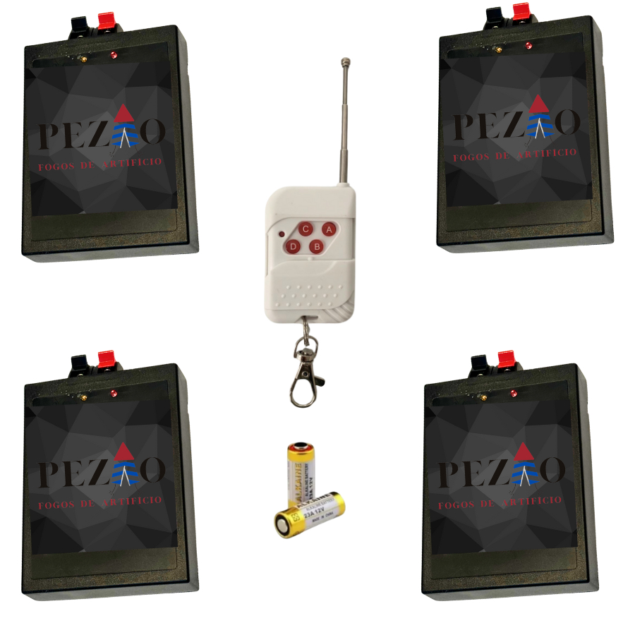 Kit Disparador de Fogos e Gerb - 4x Base 1 Canal + 1x Controle 4 Botão ...
