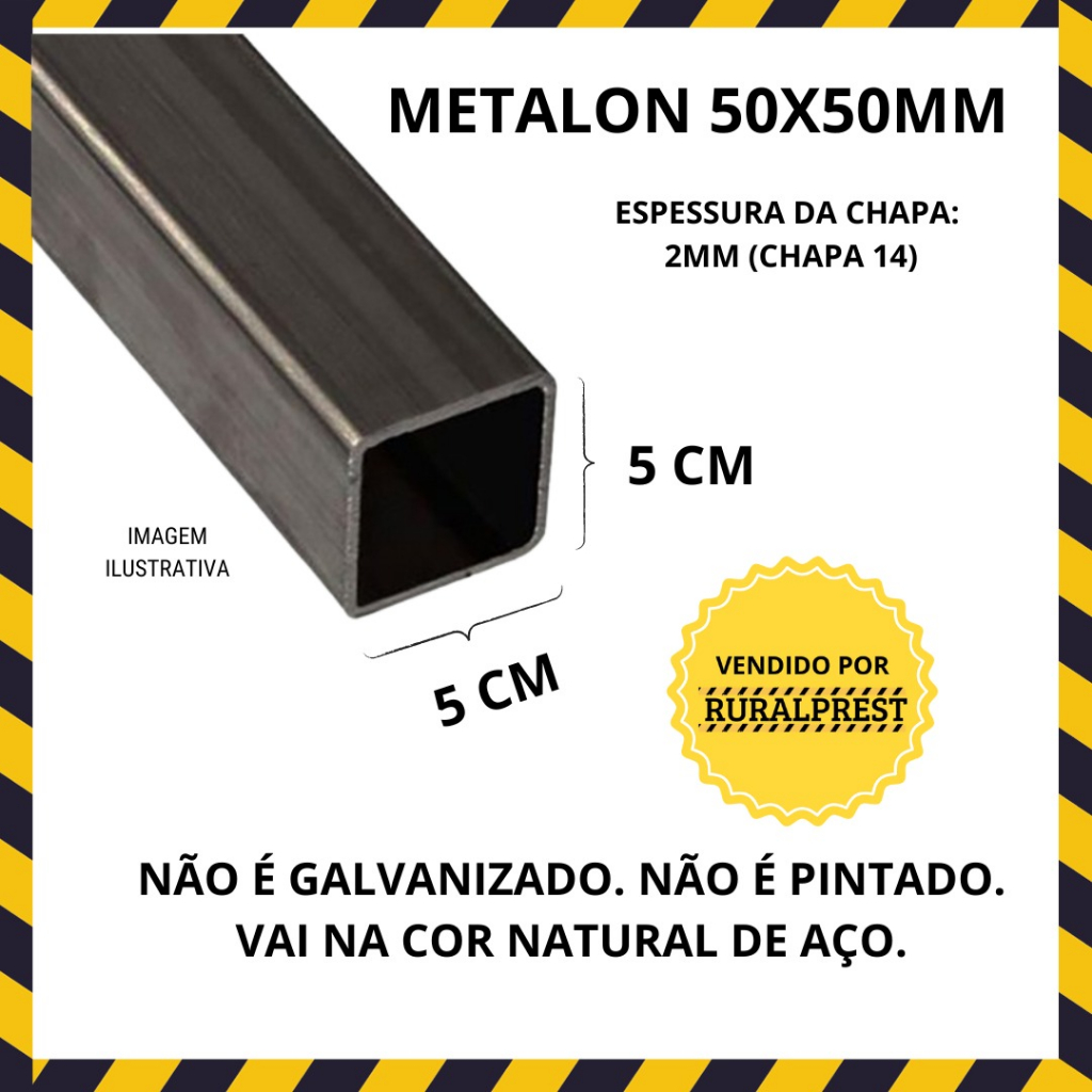 Metalon 50x50mm Chapa 2mm Tubo Quadrado Aço - 50CM | Shopee Brasil