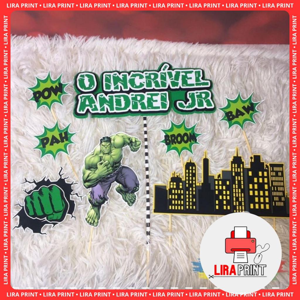 Topo de Bolo Hulk Comemoração Aniversário Topper de Bolo Decoração ...