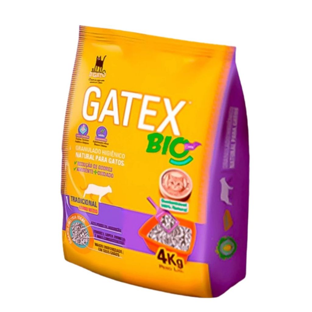 Areia Higiênica Biodegradável para Gatos Gatex Bio Tradicional Alta ...