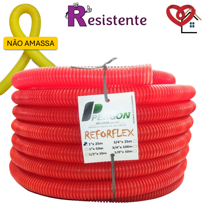 Conduíte Corrugado Reforçado Laranja - Eletroduto 1" com 25 metros ...