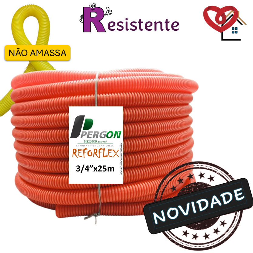 Conduíte Corrugado Laranja - Eletroduto 3/4 com 25 metros | Shopee Brasil