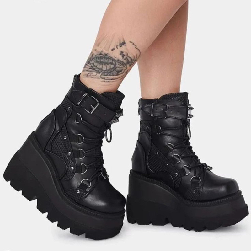 bota punk rock emo alternativo gótico demonia plataforma nova | Shopee ...