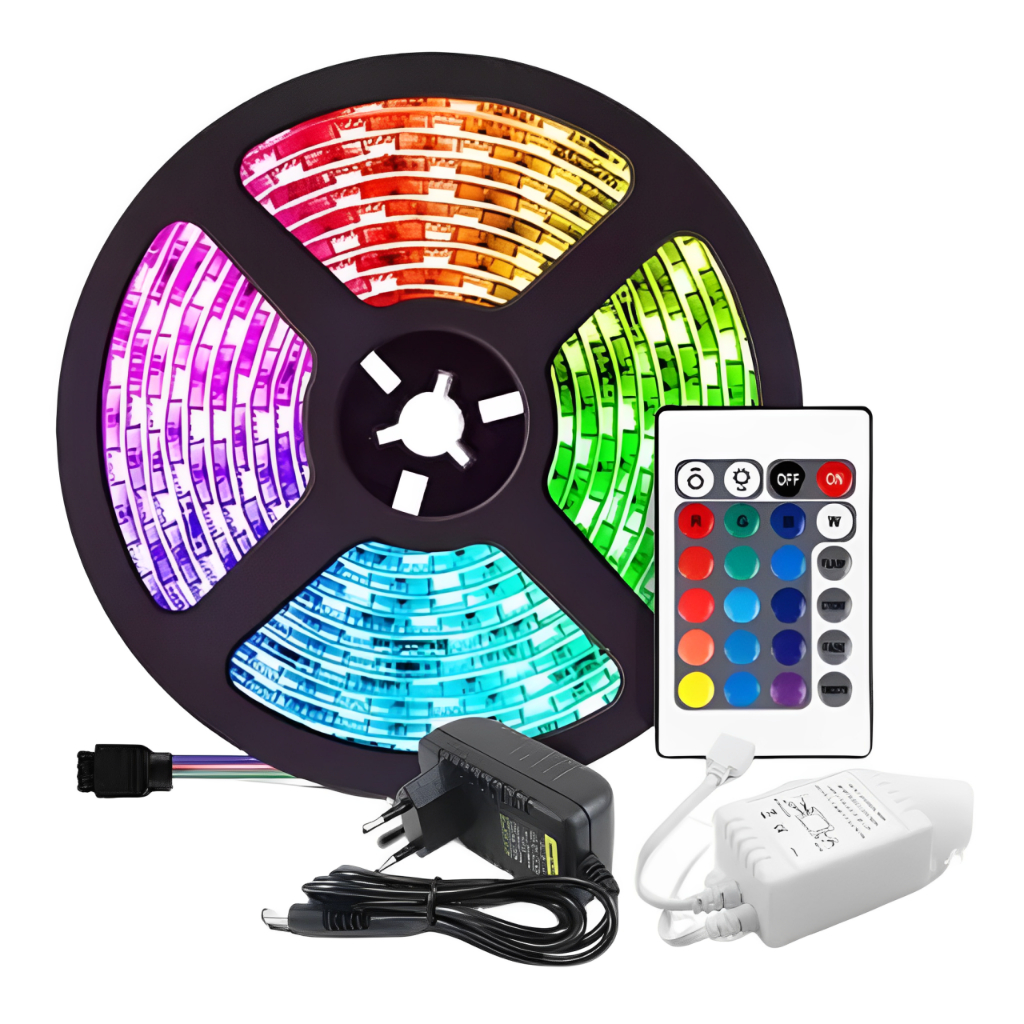 Fita de LED Pisca Pisca 5 Metros 300 LEDs RGB com Controle | Shopee Brasil