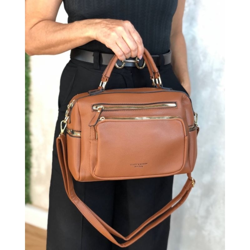 Bolsa Feminina Baú Espaçosa Miss Dong Tiracolo de Lado Transversal Alça ...