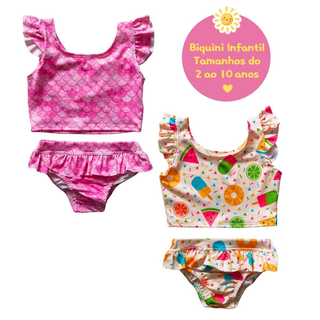 Bikini Biquini Infantil Bebê Menina Estampado | Shopee Brasil