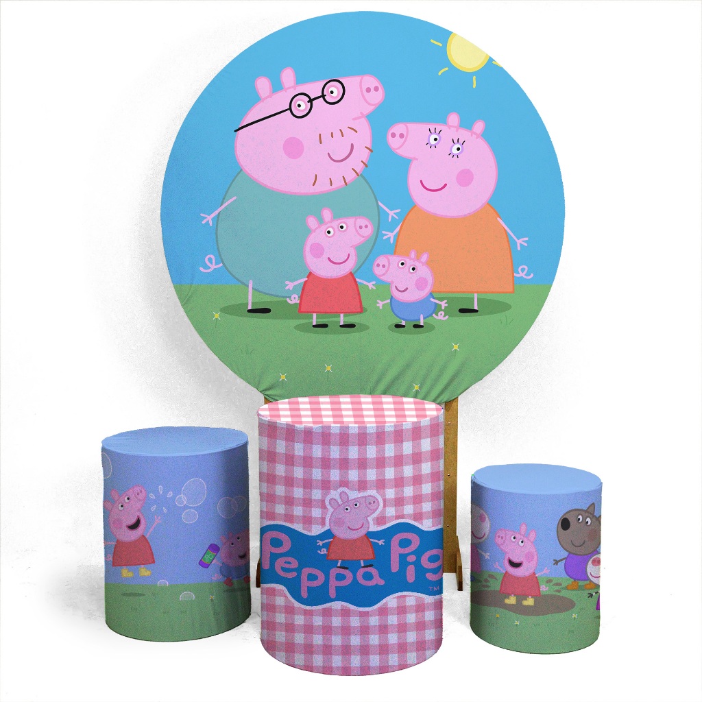 Painel Redondo + Trio de Cilindro Capas Sublimados Peppa Pig | Shopee ...