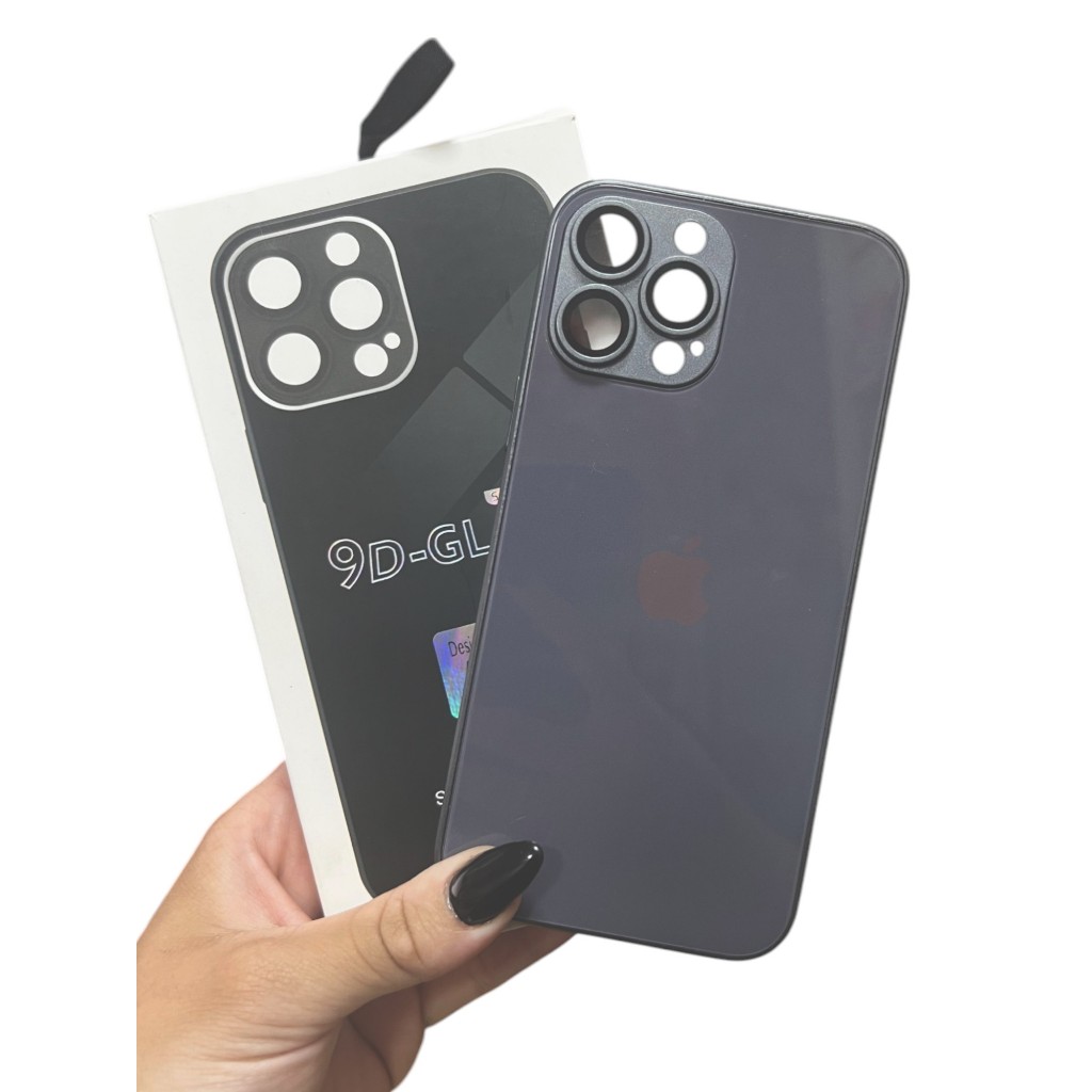 Capinha de Celular Silicone + Glass Cas Iphone 13 pro Max Cinza Escuro ...