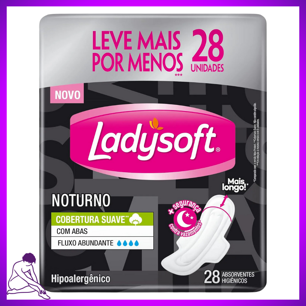 Absorvente Feminino Ladysoft Noturno Suave C/ Abas - 28 und | Shopee Brasil