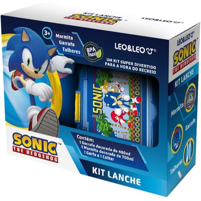 Kit Lanche Sonic Garrafa Plástica 460ml + Marmita 700ml - Caixa C/ 1 Kit Leo&leo | Shopee Brasil