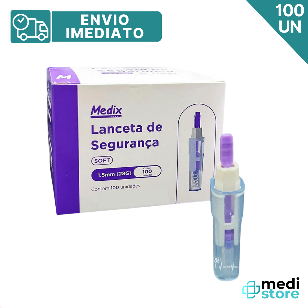 Lanceta de Segurança 28g com 100 un. Diabetes Medix - Envio Imediato ...