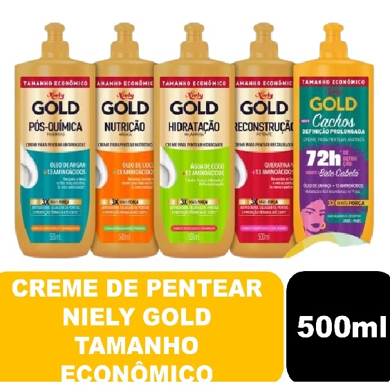 Creme De Pentear Niely Gold 500ml (escolha o tipo) | Shopee Brasil