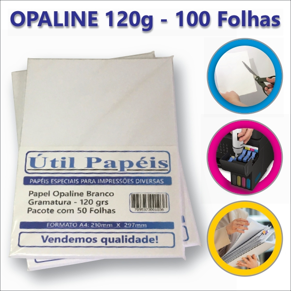 Papel Opaline 100 Folhas 120g/m² - Branco folha lisa OffSet A4 210x297mm | Shopee Brasil