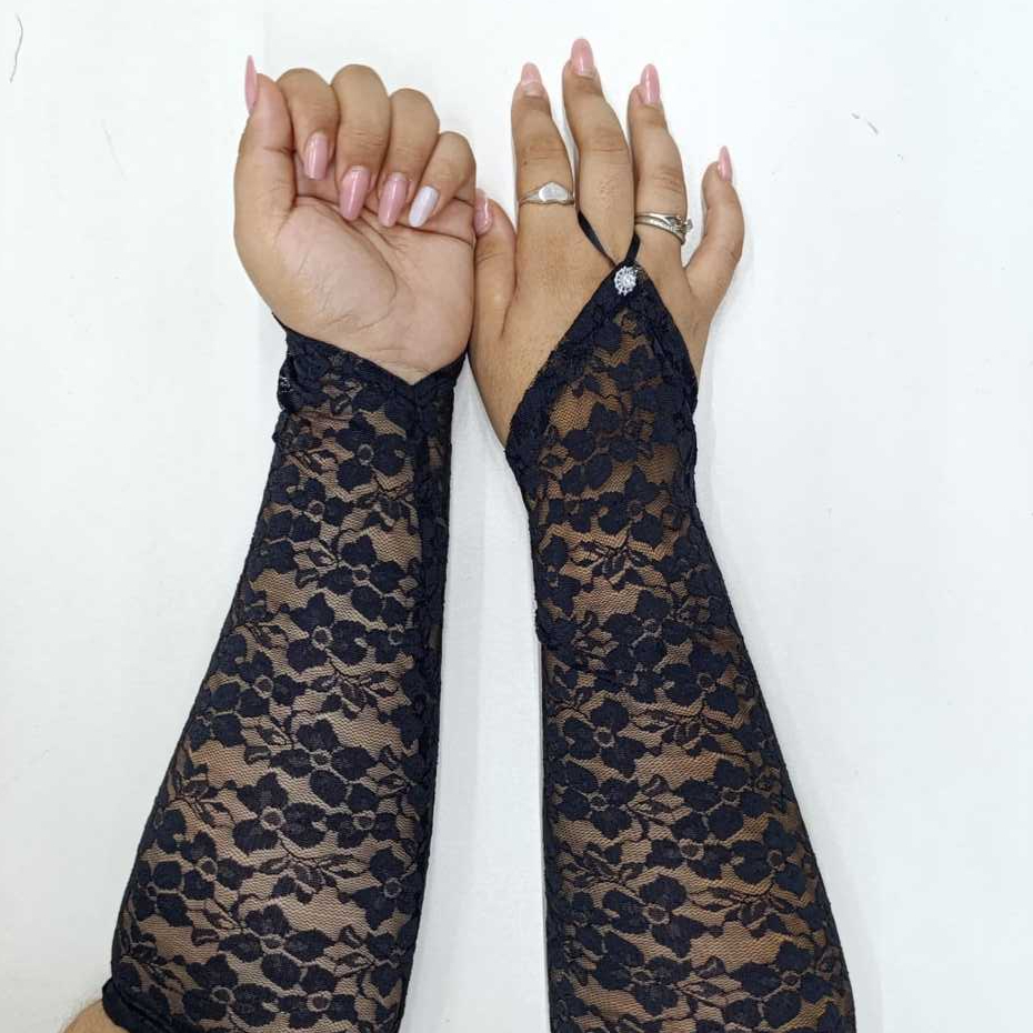 Luva de renda com dedos de fora | Shopee Brasil