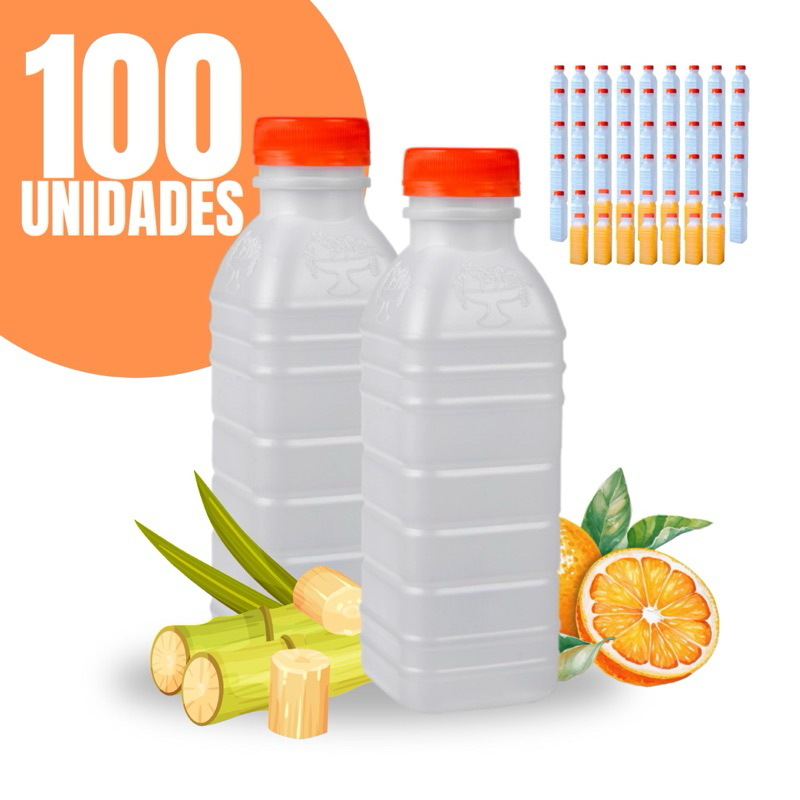 Pacote Garrafa 500ml Descartável 100 Unidades Suco Caldo de Cana Café Com Tampa | Shopee Brasil