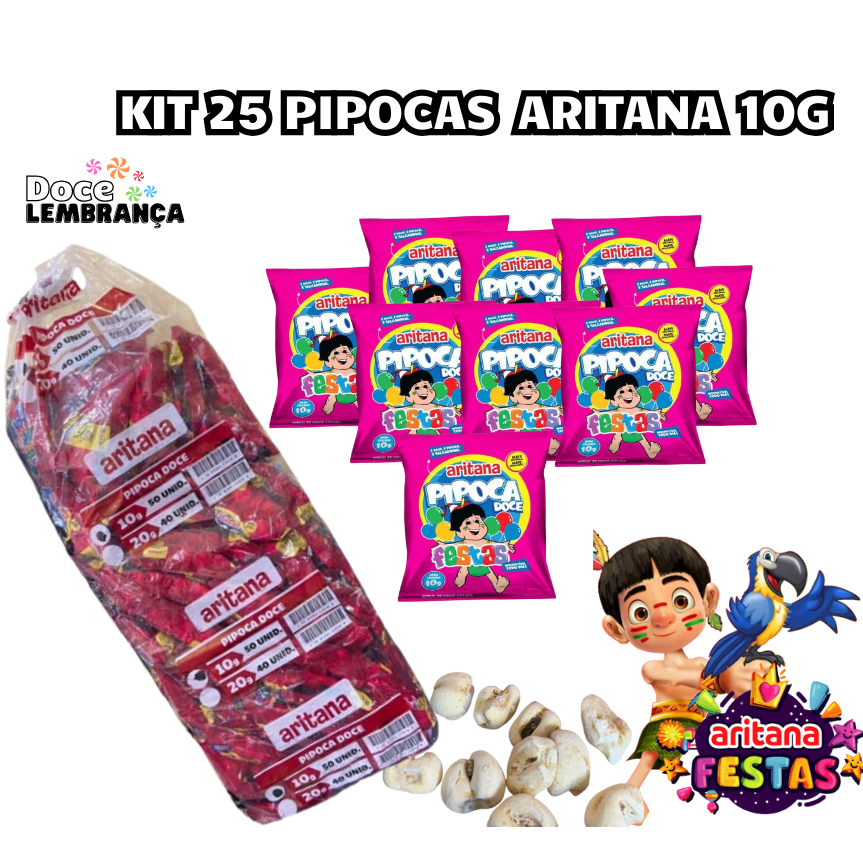 Kit Saco de pipoca doce com 25 - 50 unidades de 10 gramas - Aritana ...