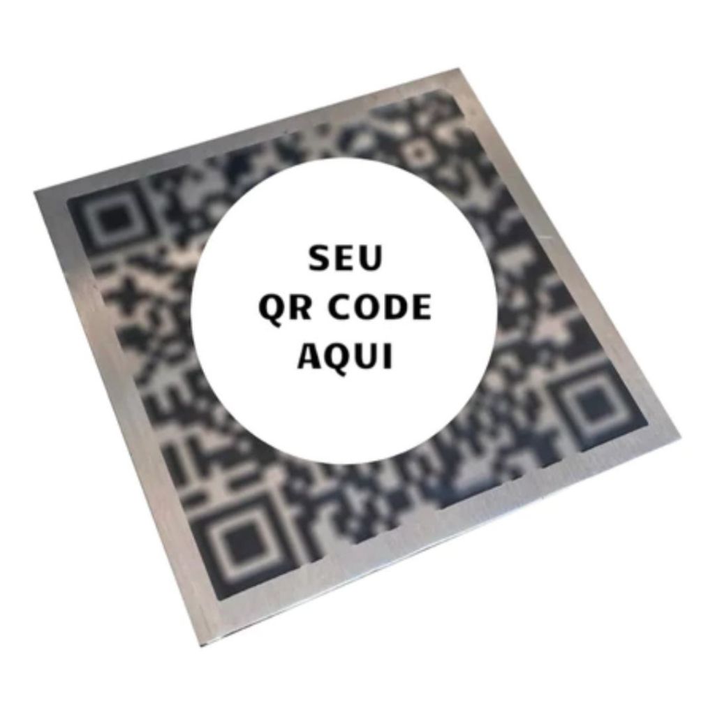 Kit 5 Placas Aço Inox Baixo Relevo Qr Code Cardápio Mesa Pix Site ...