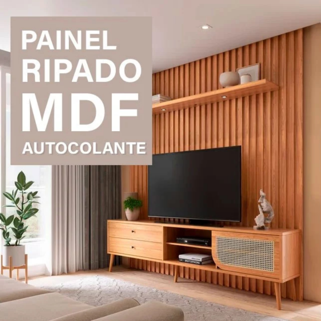 Kit 10 Revestimento Painel De Parede Ripado Decorativo MDF 45x11 cm ...
