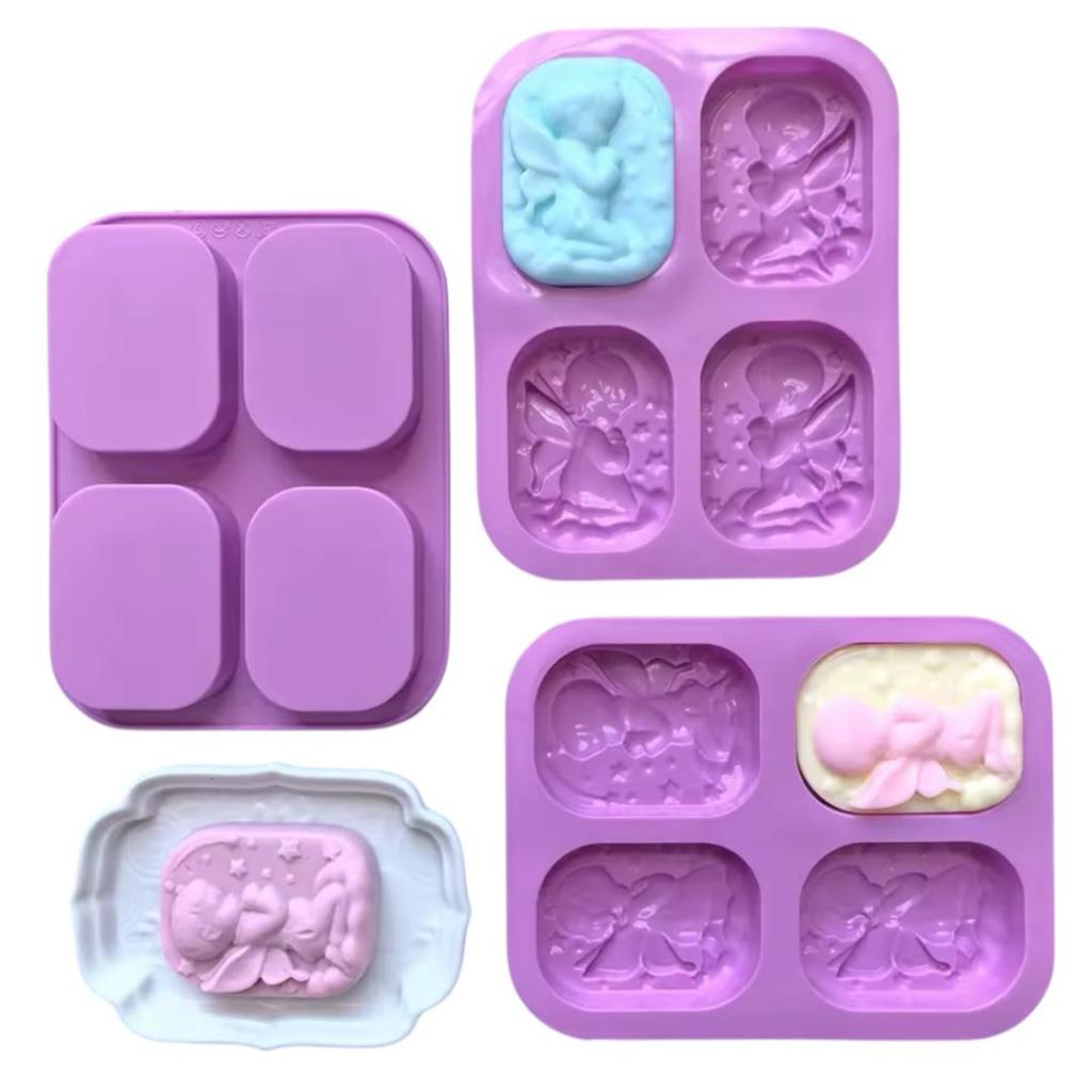 Molde Forma Silicone Sabonete 4 Cav Anjinhos para Sabão Sabonetes ...