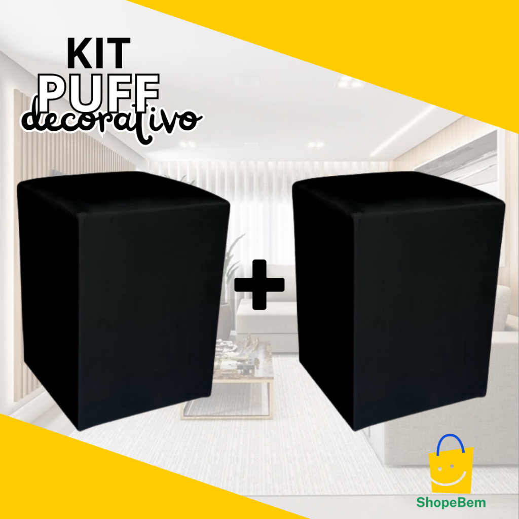 kit 2 puff banqueta quadrado macio decorativo fofo | Shopee Brasil