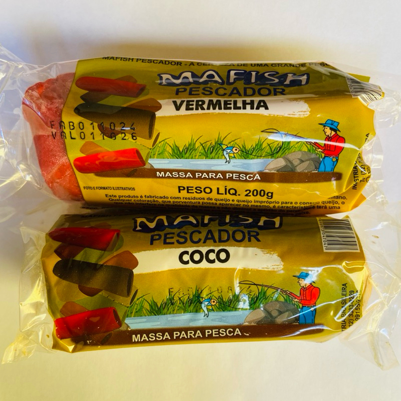Mafish massa pronta para pesca - kit com 2 mafish sabor vermelha e coco ...