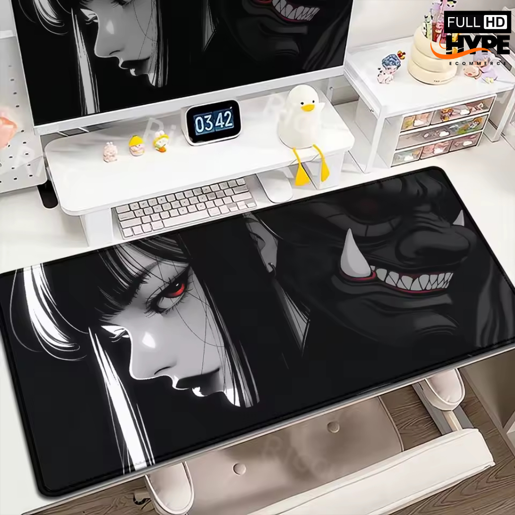 Mouse Pad 90x40 Samurai Oni Mask Anime Girls Large Gaming Mousepad ...