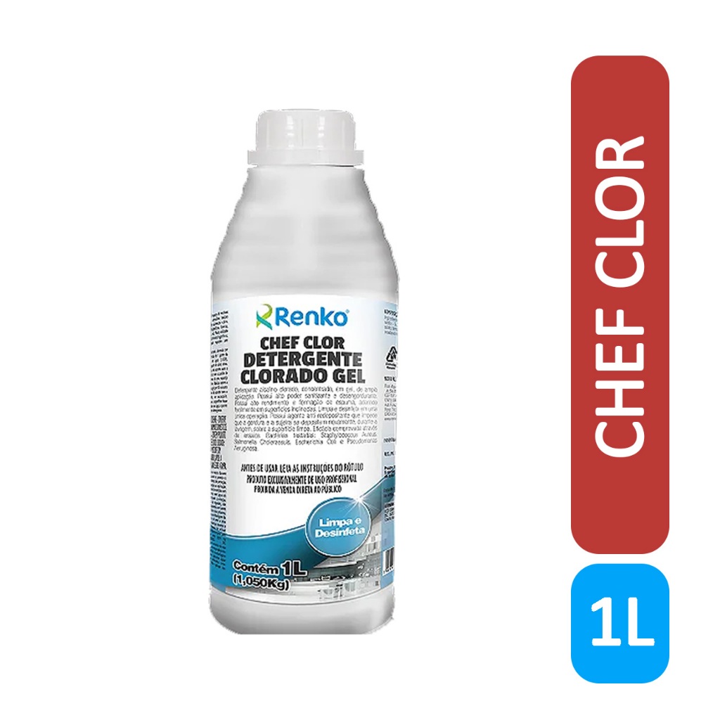 Chef Clor 1L - Detergente Desinfetante Clorado Renko - Limpeza e ...