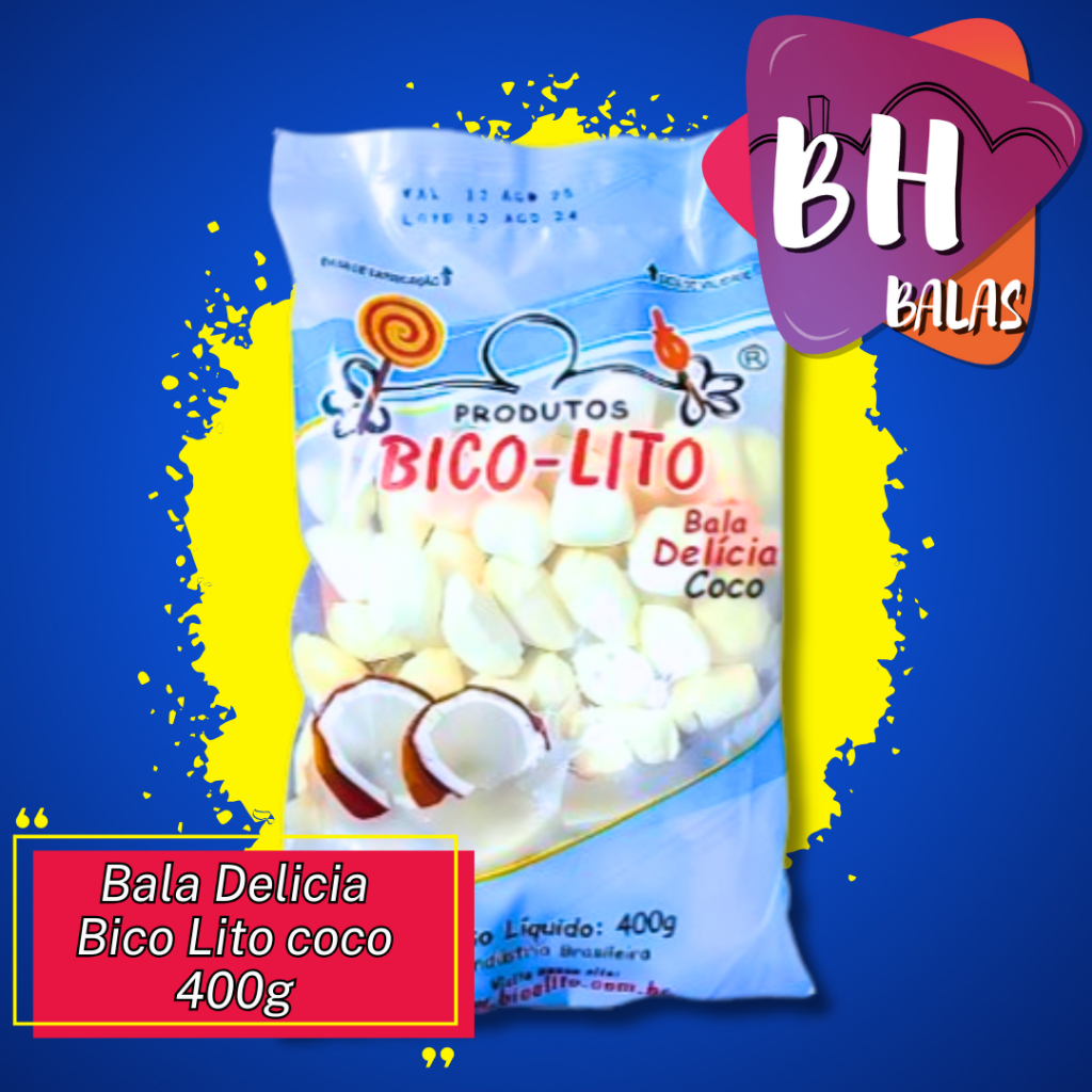 Bala Bico Lito Delícia de Coco 400g | Shopee Brasil