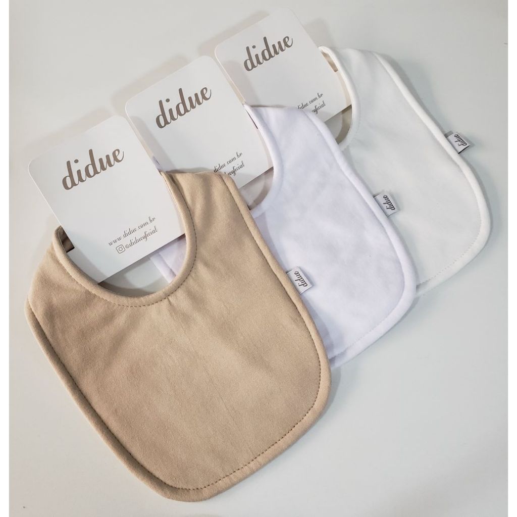 Kit 3 babadores de malha com forro absorvente 100% algodão – Didue ...