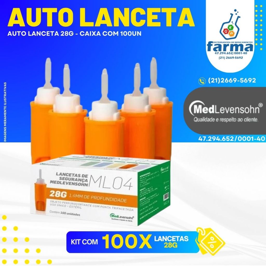 AUTO LANCETAS 2.8 GAUGE 28G PARA TESTE MEDIÇÃO DE GLICOSE | Shopee Brasil