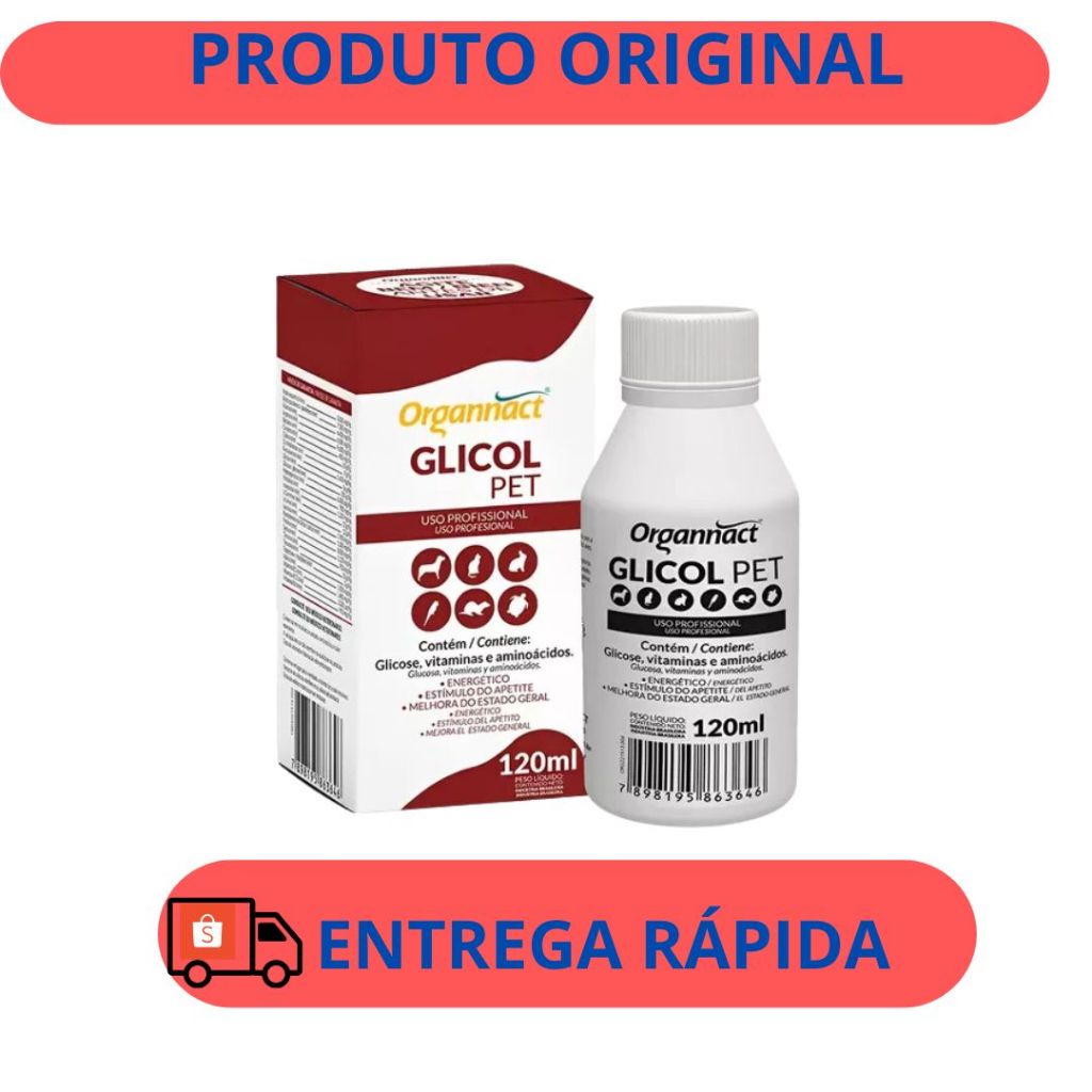 Suplemento Vitamínico P/ Animais Glicol Pet 120ml Organnact | Shopee Brasil