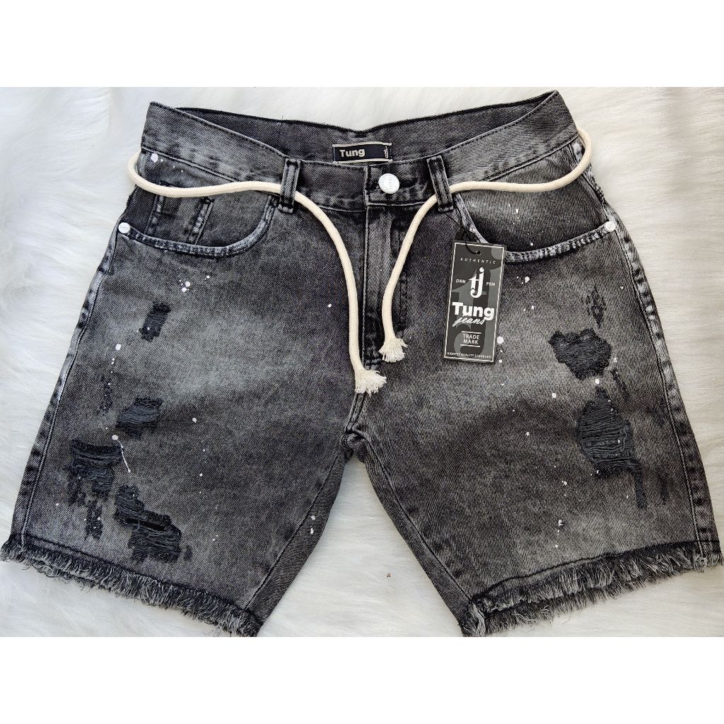 xm jeans Shorts masculinos Jeans rasgados Premium Bermuda Jeans Escuro ...