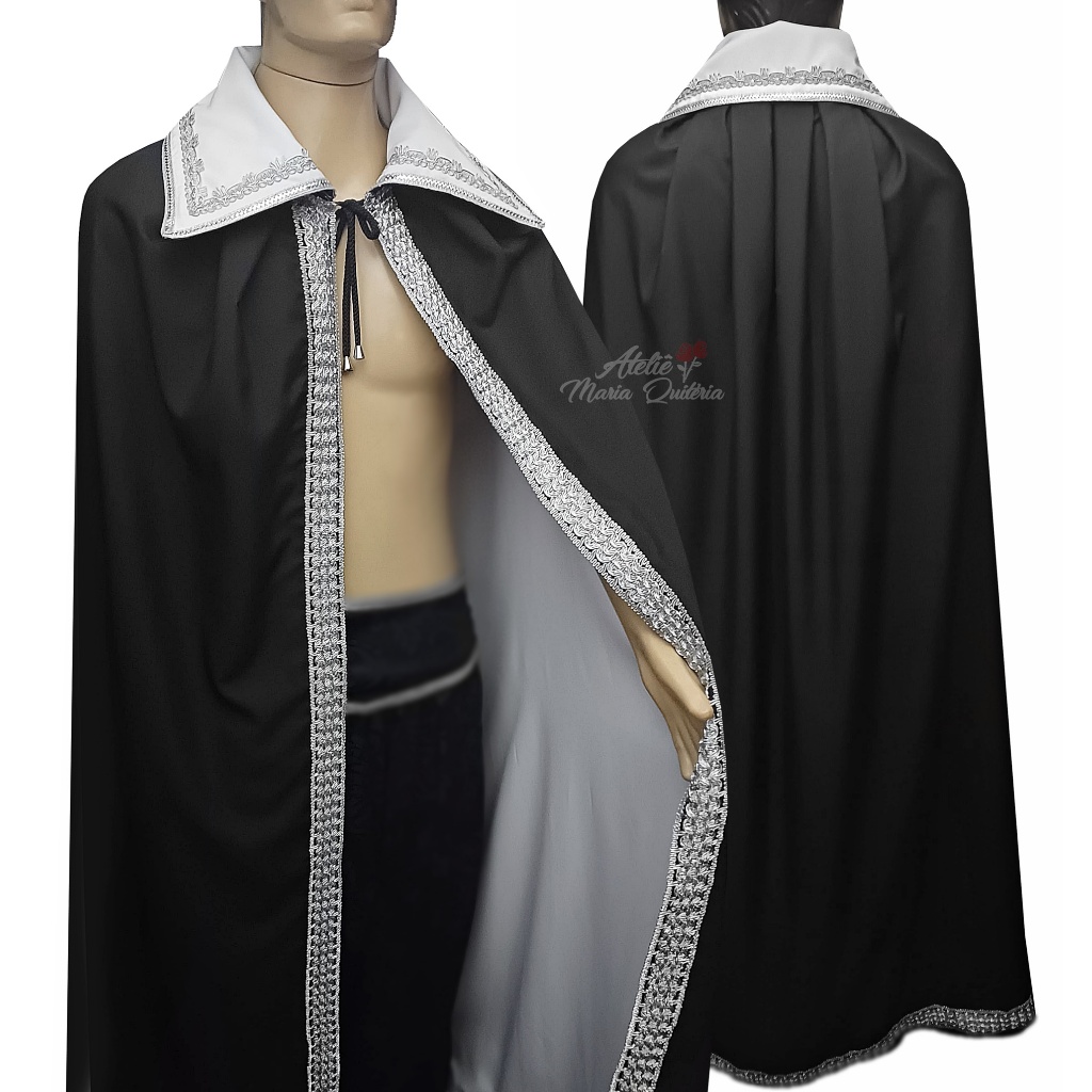 Capa De Exú Cor Preto/Branco Detalhes Prata Em Tecido Oxford Umbanda ...