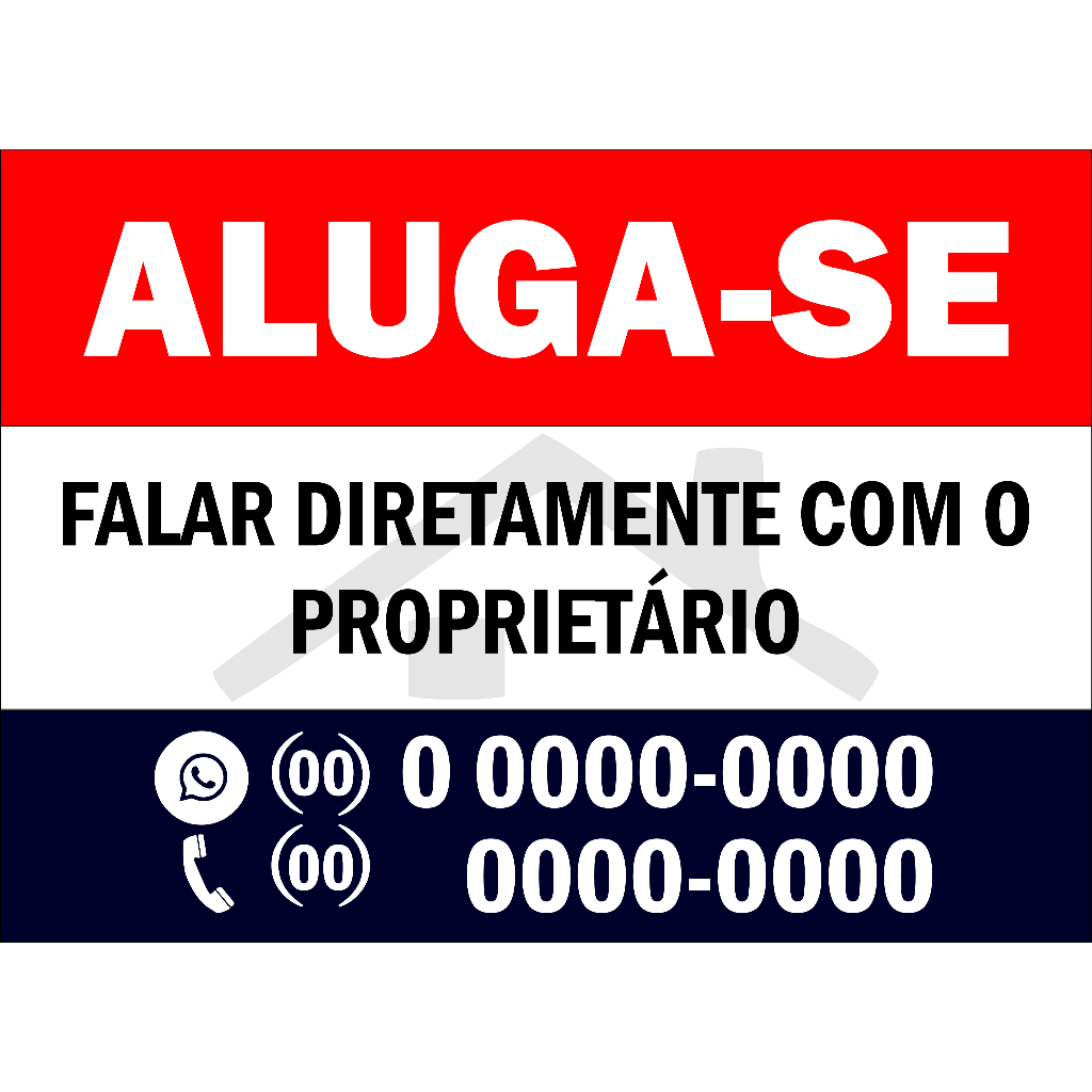 Placa Personalizada Aluga - Se ou Vende - Se 30x40cm 1,5mm de Espessura ...