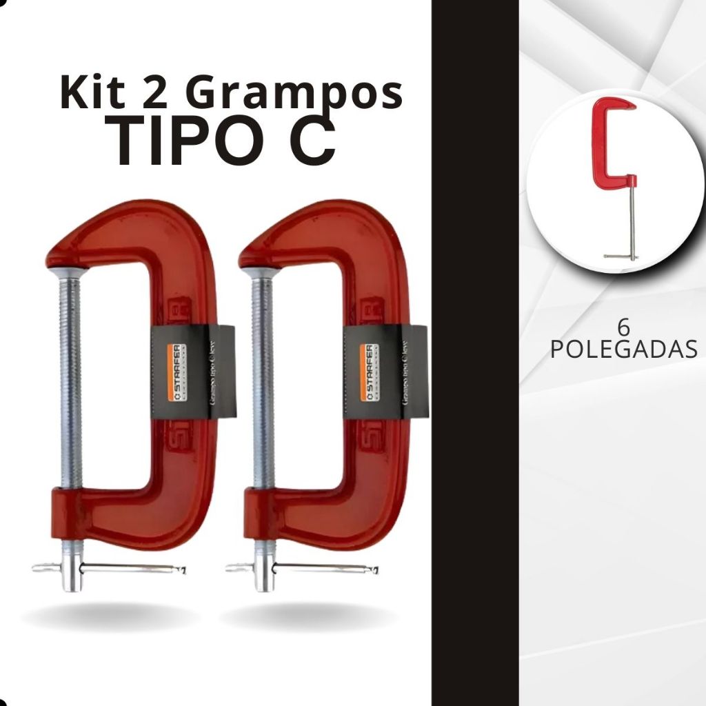 Kit 2 Grampo Tipo C Leve Starfer 6 Polegadas Marceneiro Envio Imediato ...