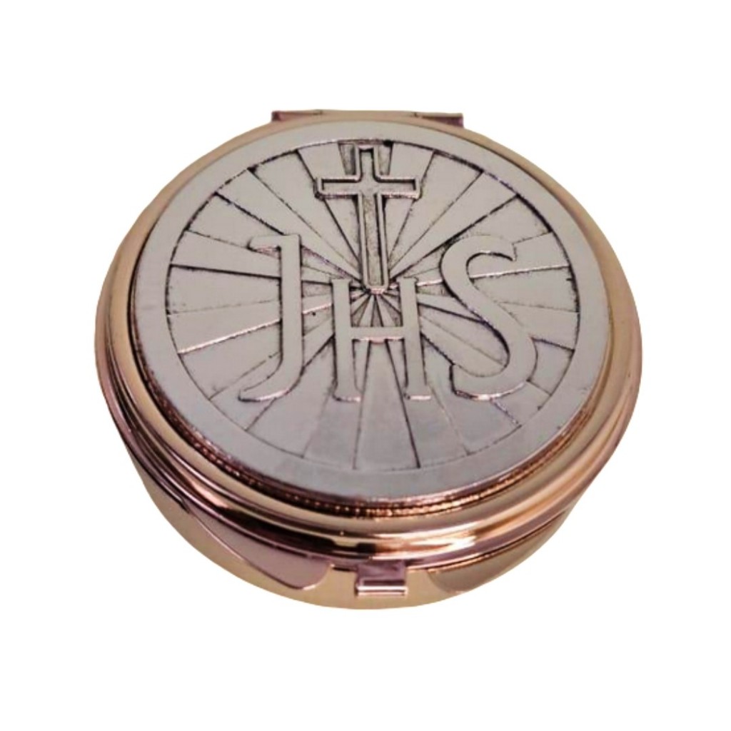 Teca Dourada Porta Hóstia 6cm Para Eucaristia Jhs Aço Inox | Shopee Brasil