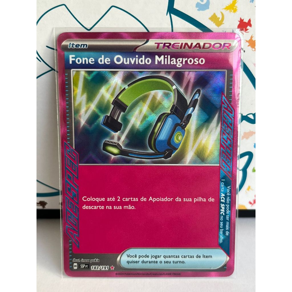Carta Treinador Pokémon Fone de Ouvido Milagroso Ace Spec | Shopee Brasil