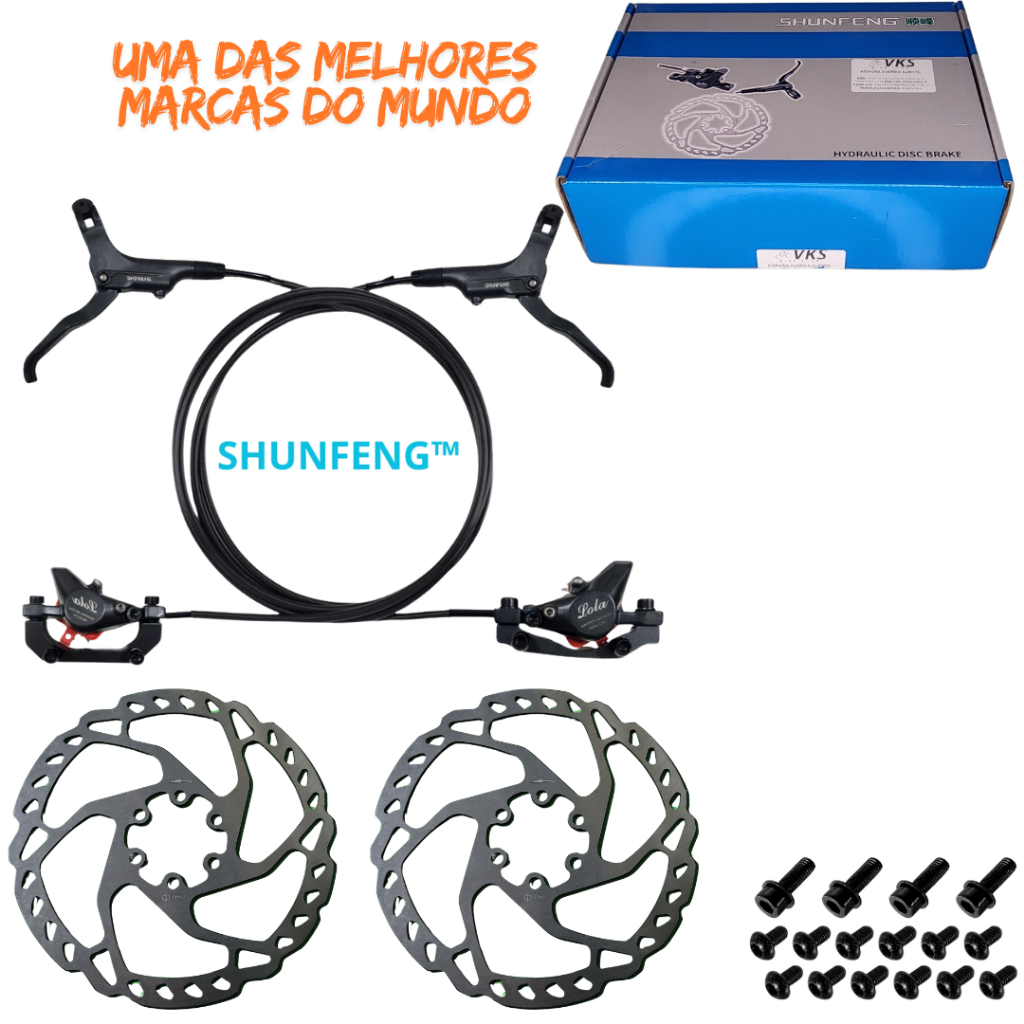 Freio Hidráulico SHUNFENG Tipo Shimano COMPLETO Na Caixa Alta Qualidade ...