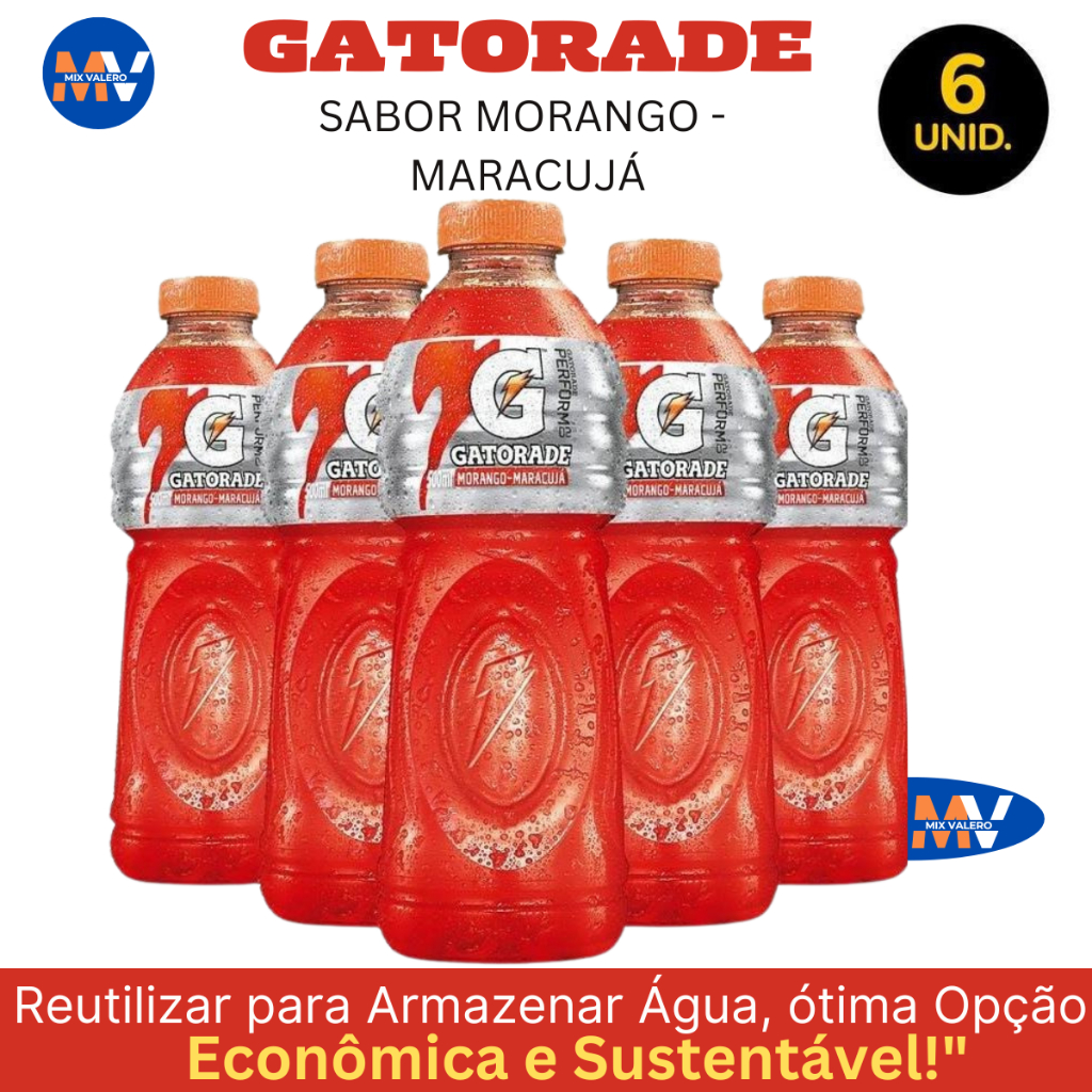 Gatorade Morango e Maracujá Isotônico Energético 500ml Fardo 6un ...