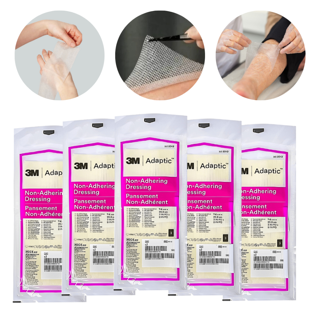 Kit 5 Curativo Adaptic 7,6x20,3 CM Malha De Petrolatum Não Aderente 3M ...