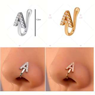 Piercing de Nariz incrustado de Cobre com Letra A formato de U | Shopee Brasil