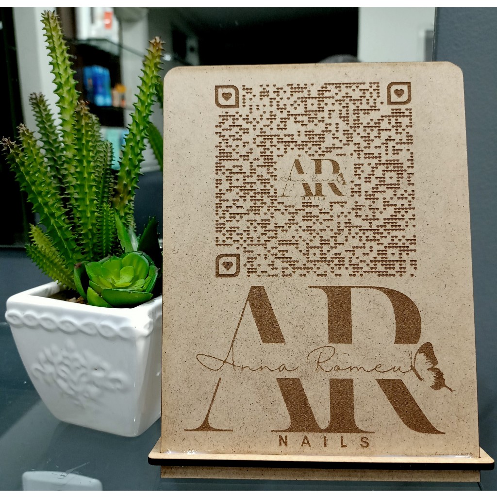 Placa Plaquinha PIX QR Code Personalizado MDF Texturizado Gravado à ...