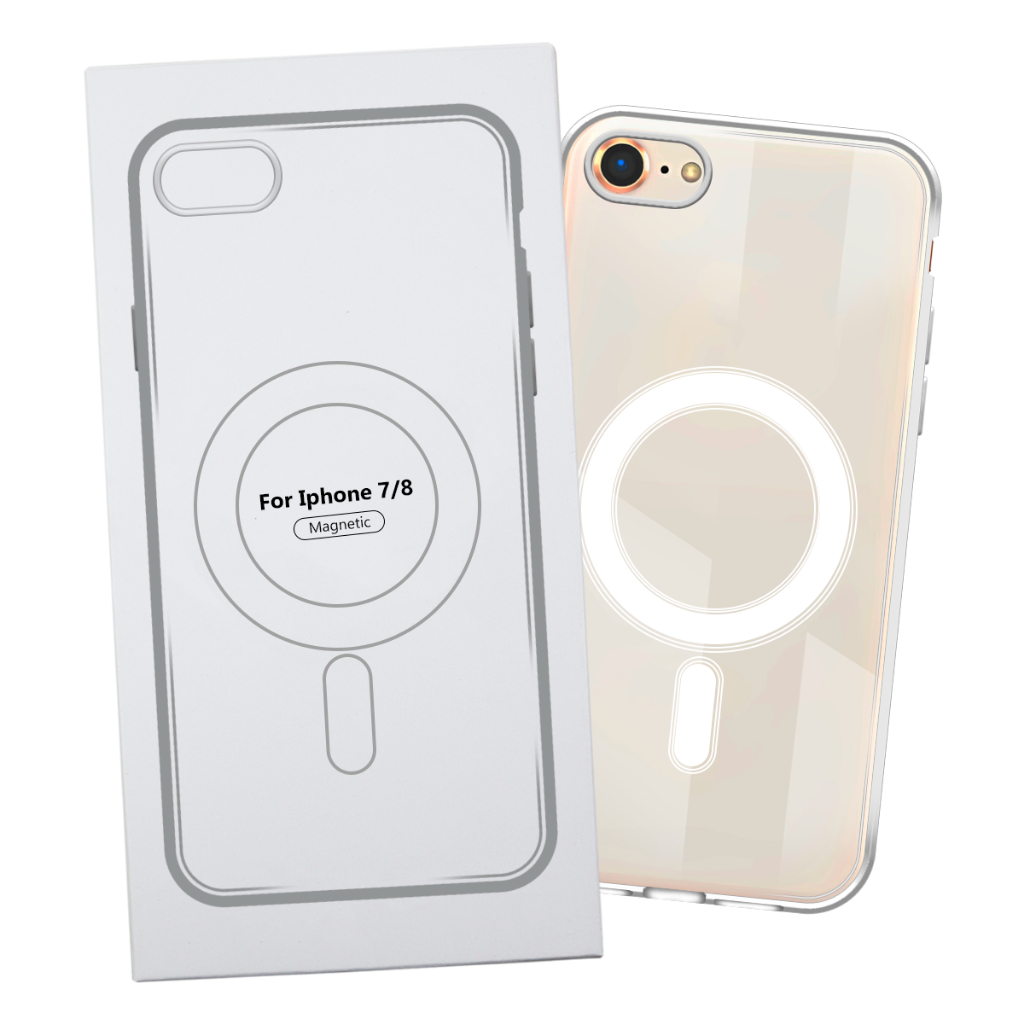 Capa Capinha Transparente Magsafe Magnética Anti Impacto TPU PC Case Para IPhone 7 8 SE tela 4.7 ...