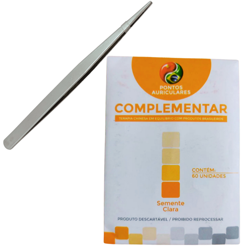 Placa Ponto Ouro 60un Auriculoterapia Micropore Quadrado + Pinça Inox ...