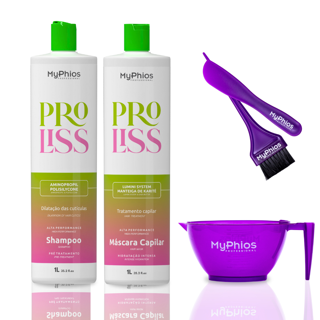 Kit Shampoo e Máscara Capilar ProLiss 1L + Kit Cumbuca, Pincel e ...